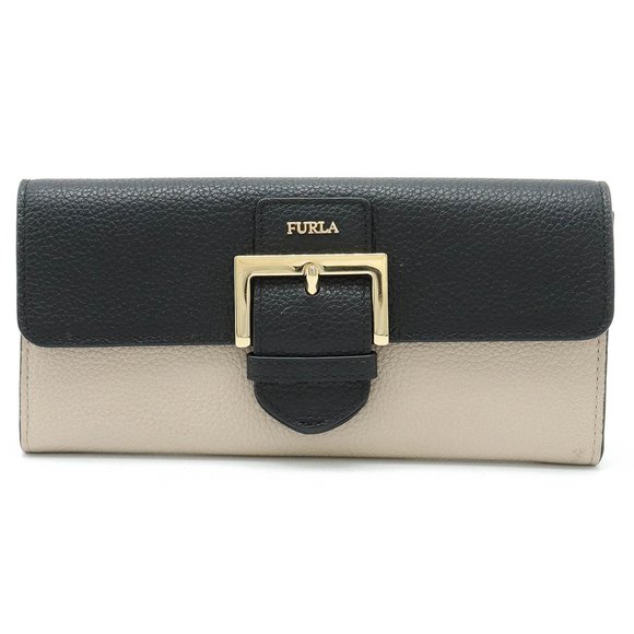 Furla | Bags | Furla Flo Bifold Long Wallet Belt Motif Bicolor Leather ...